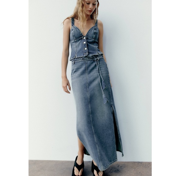Zara | Skirts | Zara Denim Skirt Trf | Poshmark